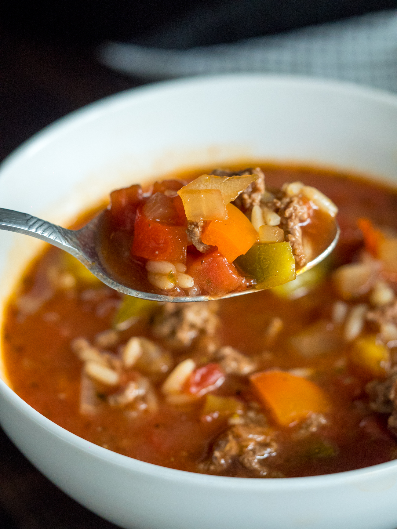 Slow Cooker Stuffed Pepper Soup 12 Tomatoes