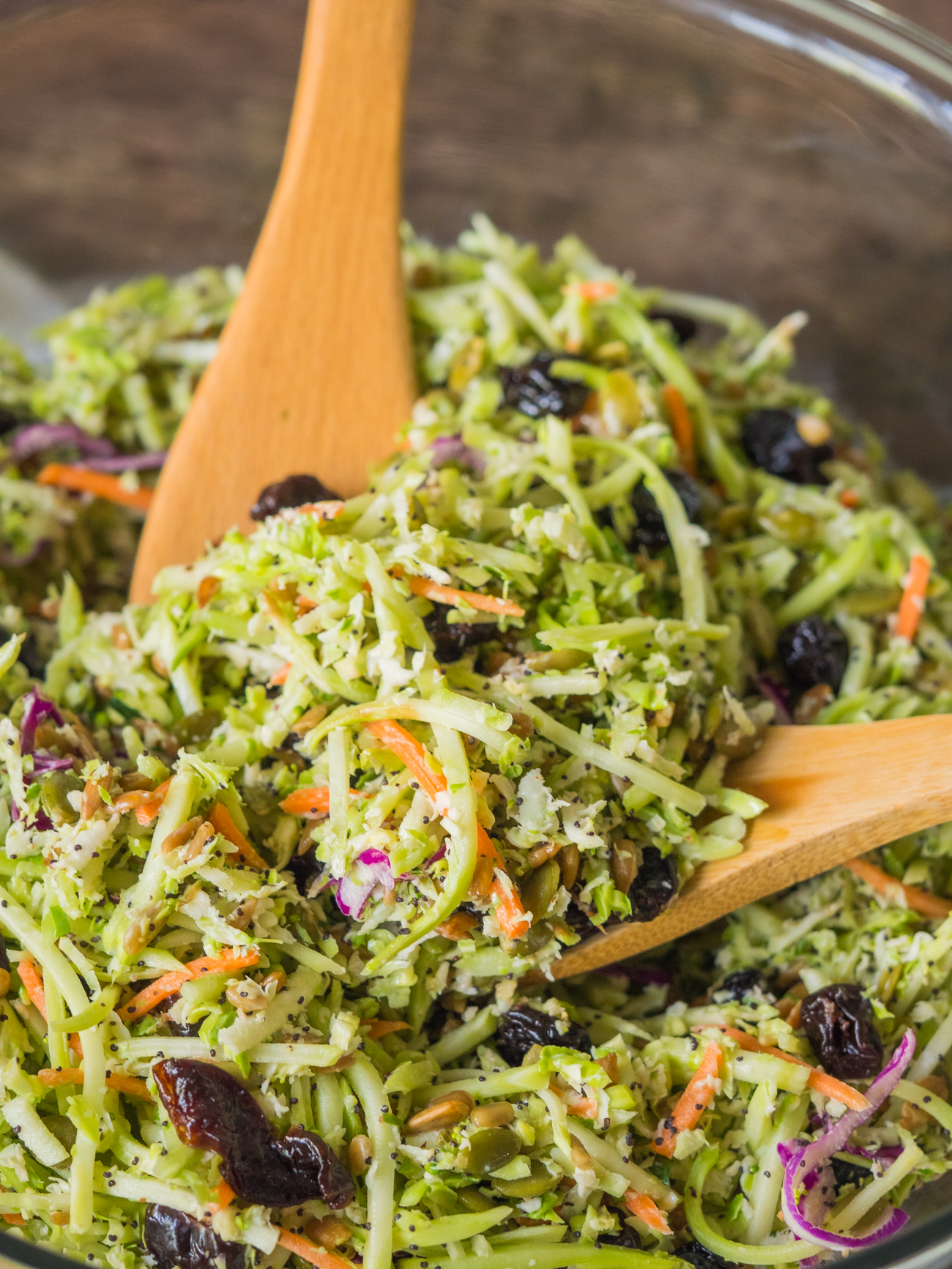 Shaved Brussels Sprouts Broccoli Slaw – Live Play Eat