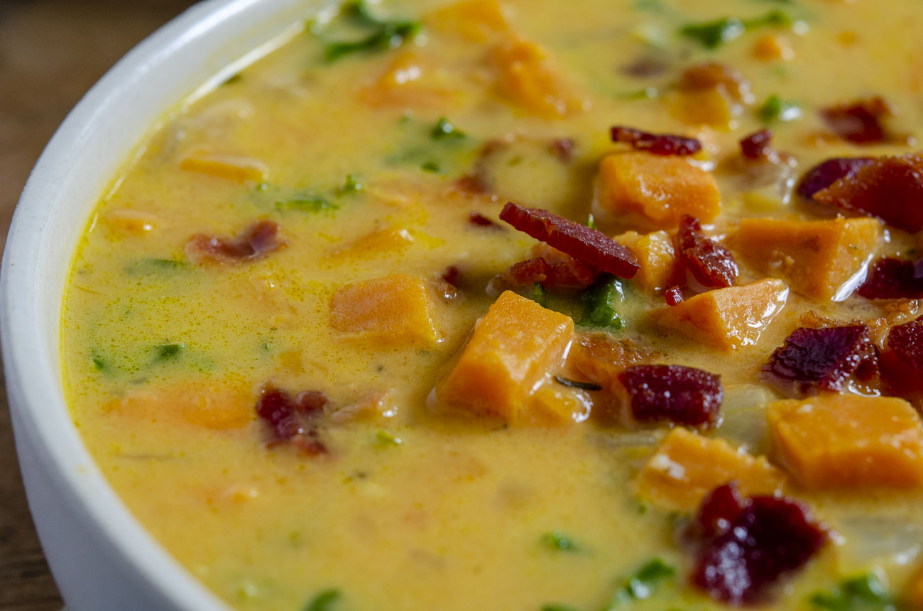 Sweet Potato Bacon Chowder – Live Play Eat